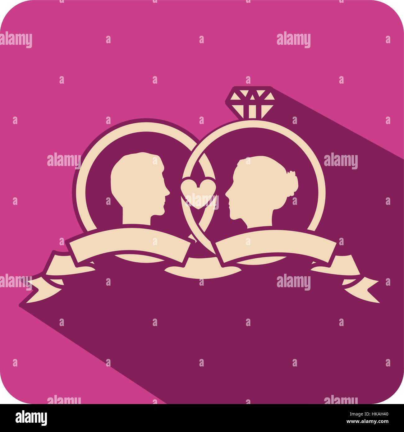 square shape with silhouette rings engagement with labels Stock Vector ...