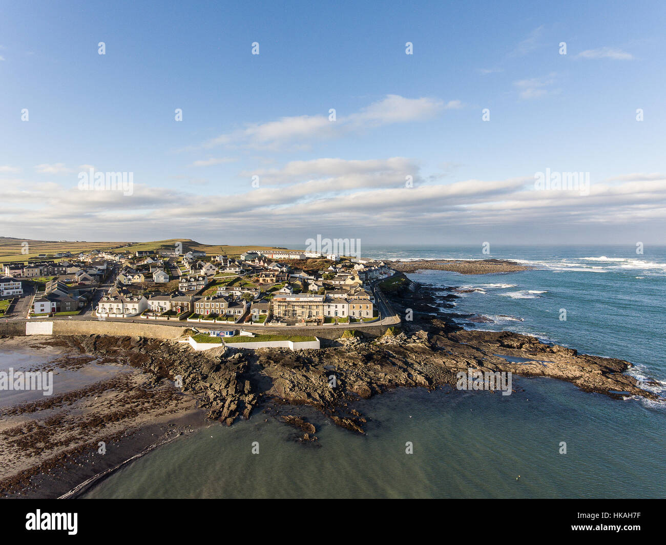 west coast of ireland top summer beach. kilkee beach and town in county ...