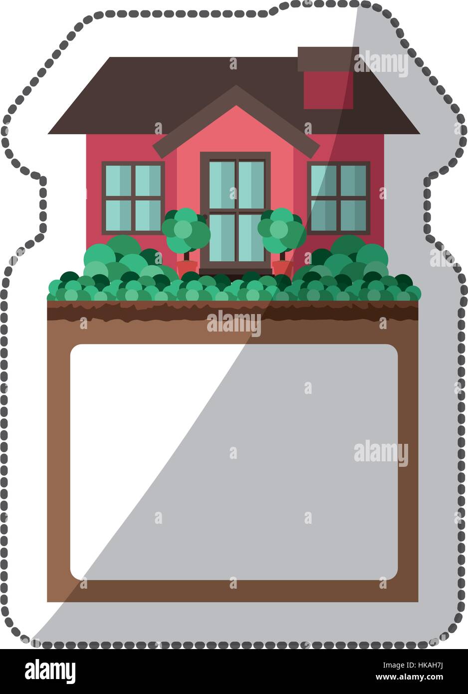 sticker of small house design with label Stock Vector Image & Art - Alamy