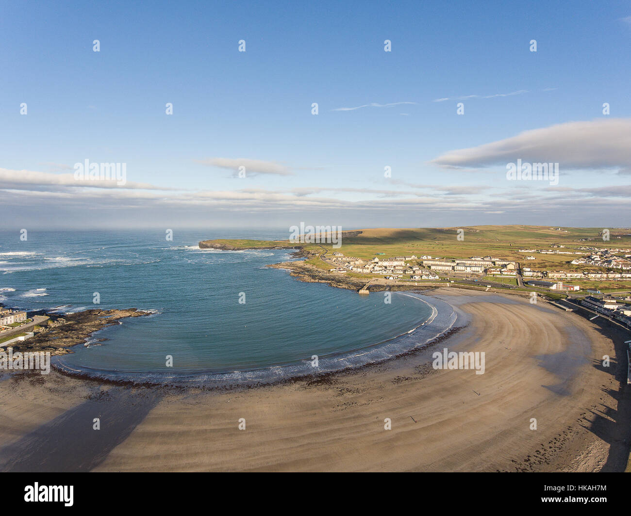 west coast of ireland top summer beach. kilkee beach and town in county ...