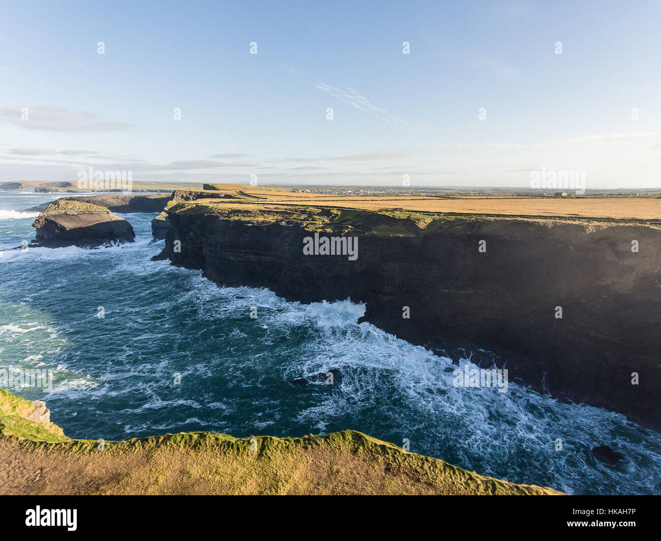 Aerial Loop Head Peninsula in West Clare, Ireland. Kilkee Beach County ...