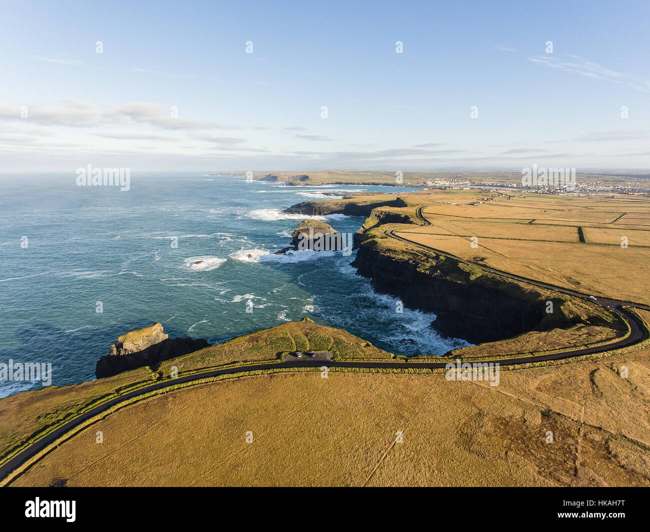 Aerial Loop Head Peninsula in West Clare, Ireland. Kilkee Beach County ...