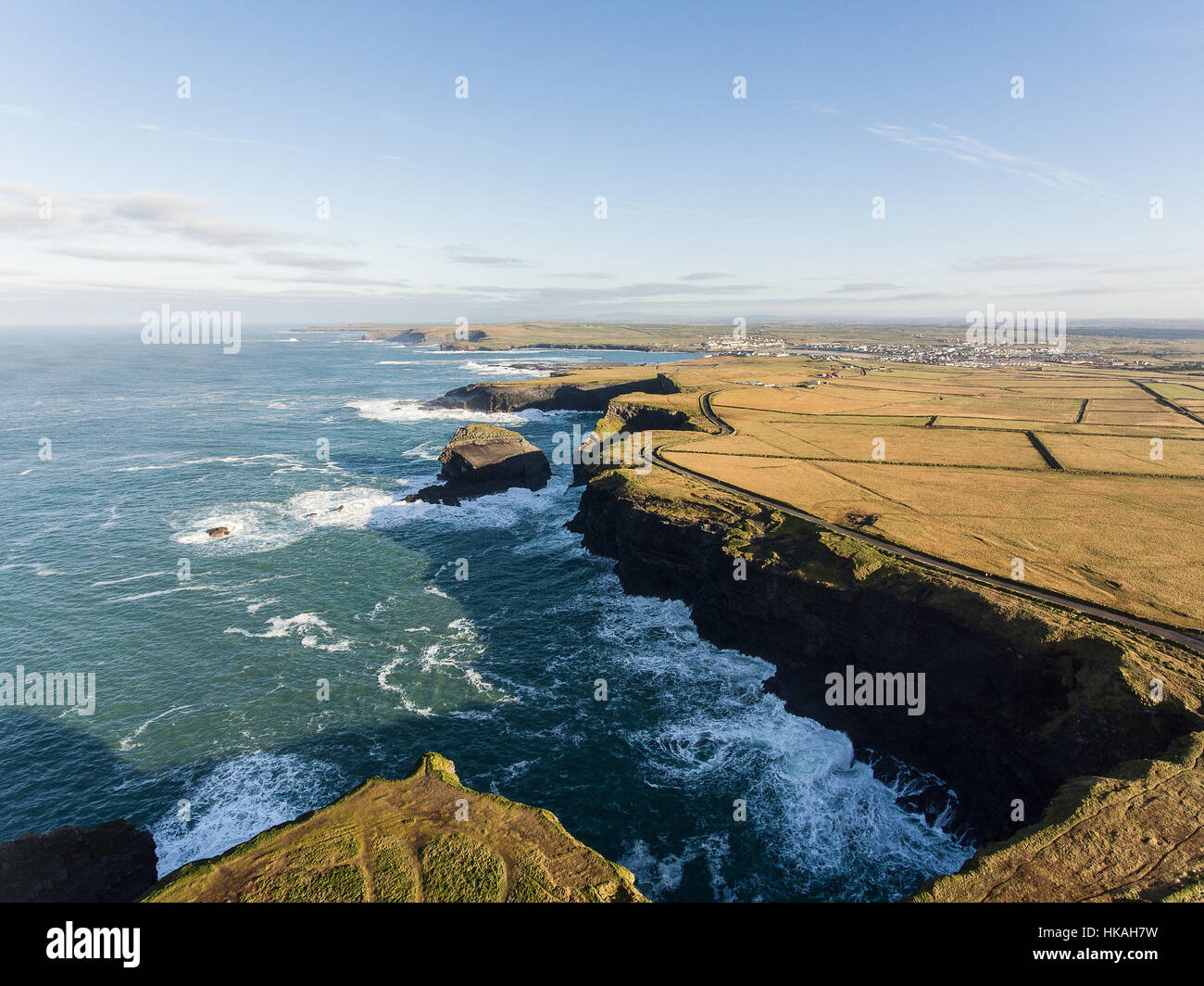 Aerial Loop Head Peninsula in West Clare, Ireland. Kilkee Beach County ...