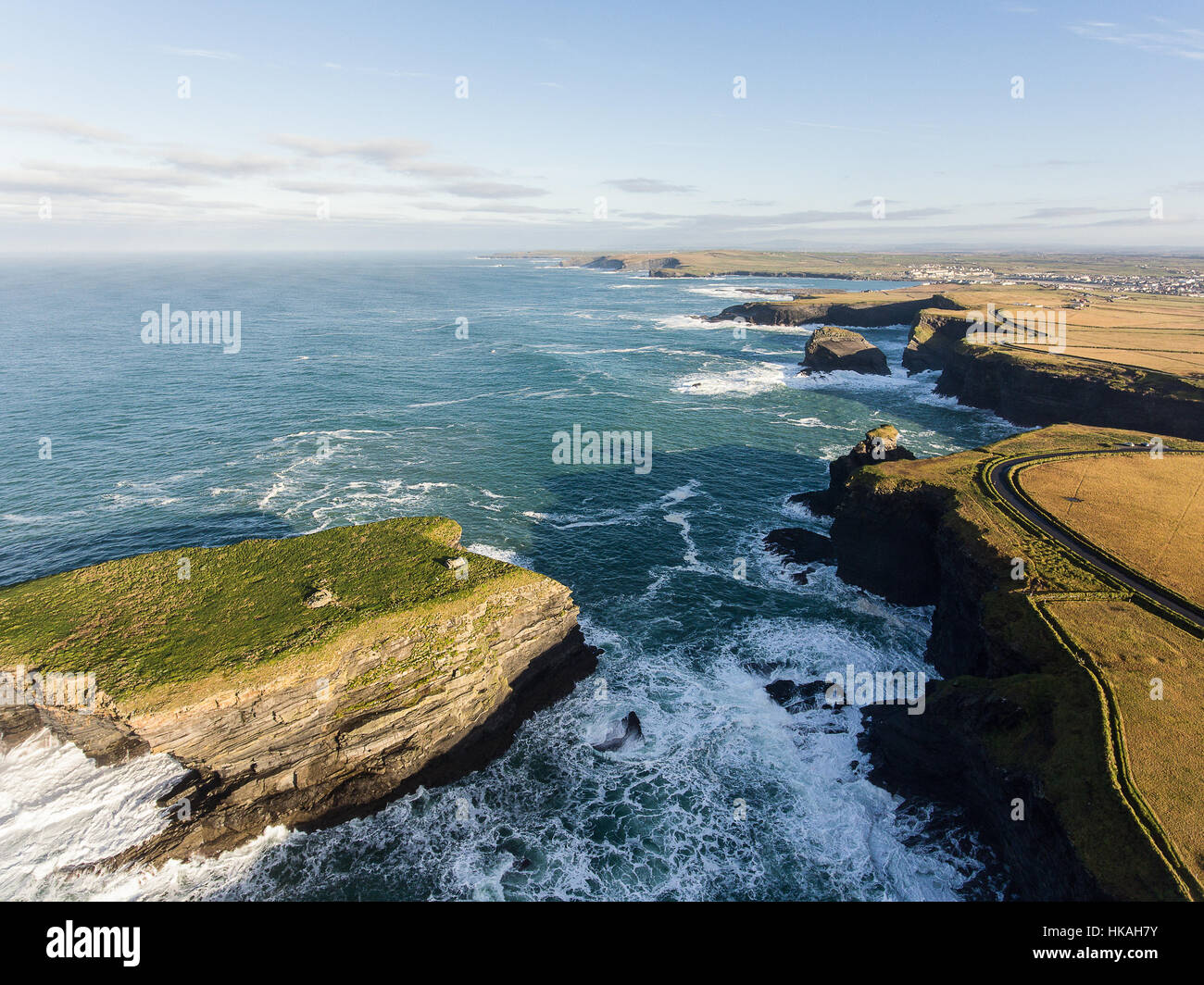 Aerial Loop Head Peninsula in West Clare, Ireland. Kilkee Beach County ...