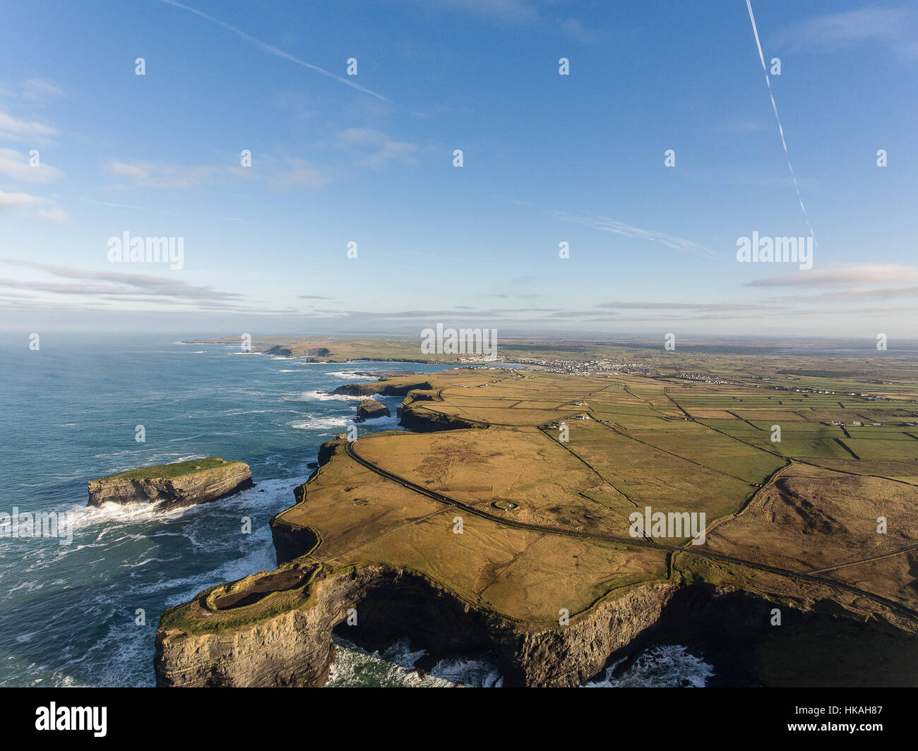Aerial Loop Head Peninsula in West Clare, Ireland. Kilkee Beach County ...
