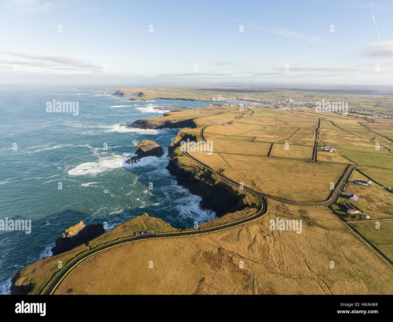 Aerial Loop Head Peninsula in West Clare, Ireland. Kilkee Beach County ...