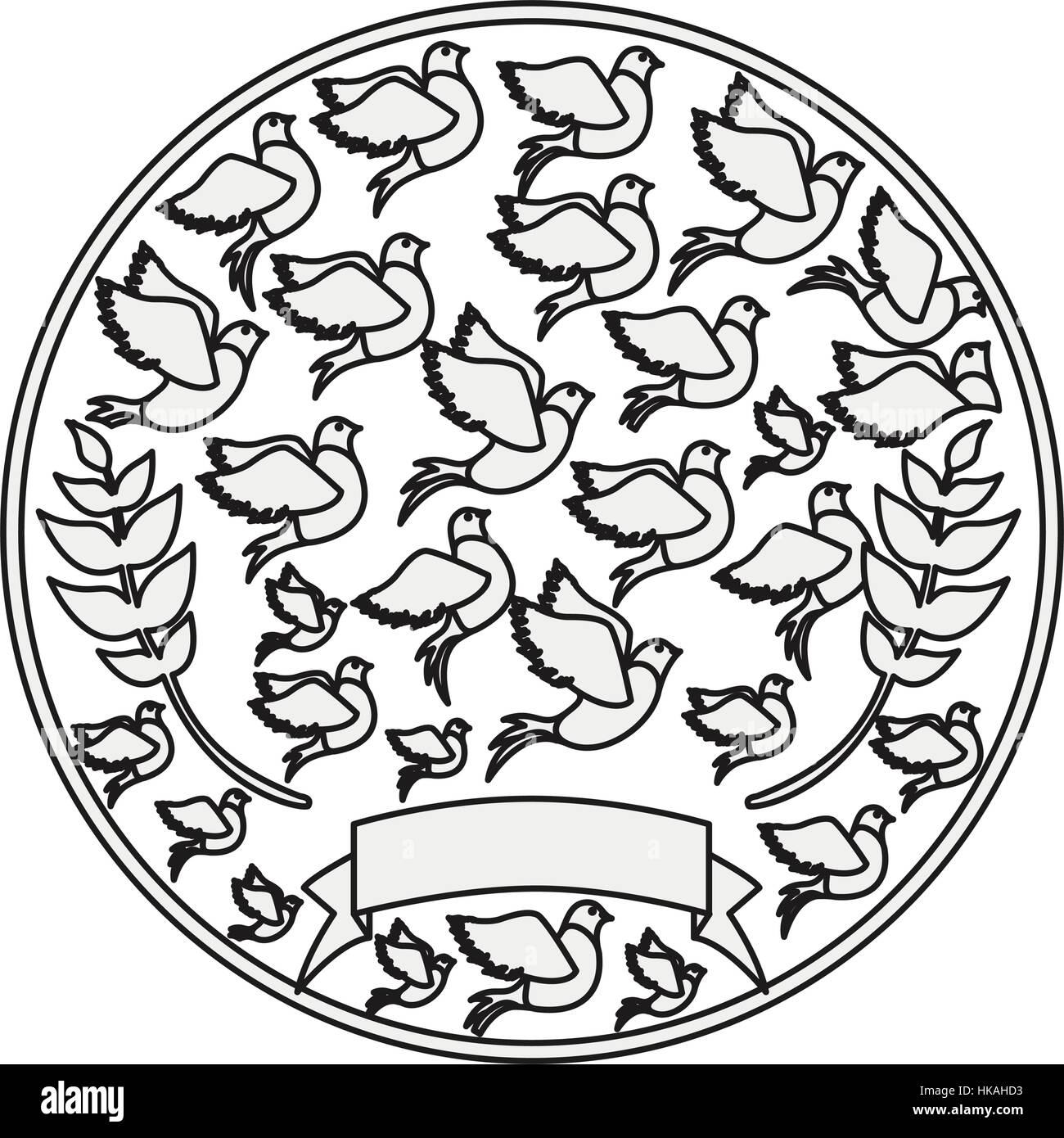 silhouete circular pattern with pigeons Stock Vector Image & Art - Alamy