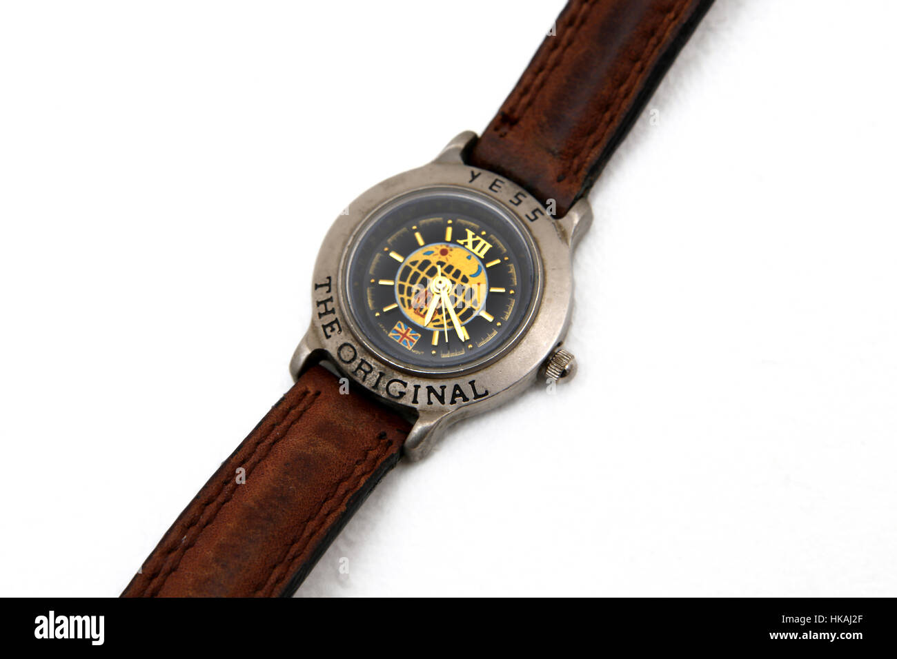 Unisex Fashion Yess Brand White Dial Brown PU Leather Strap Analogue ...