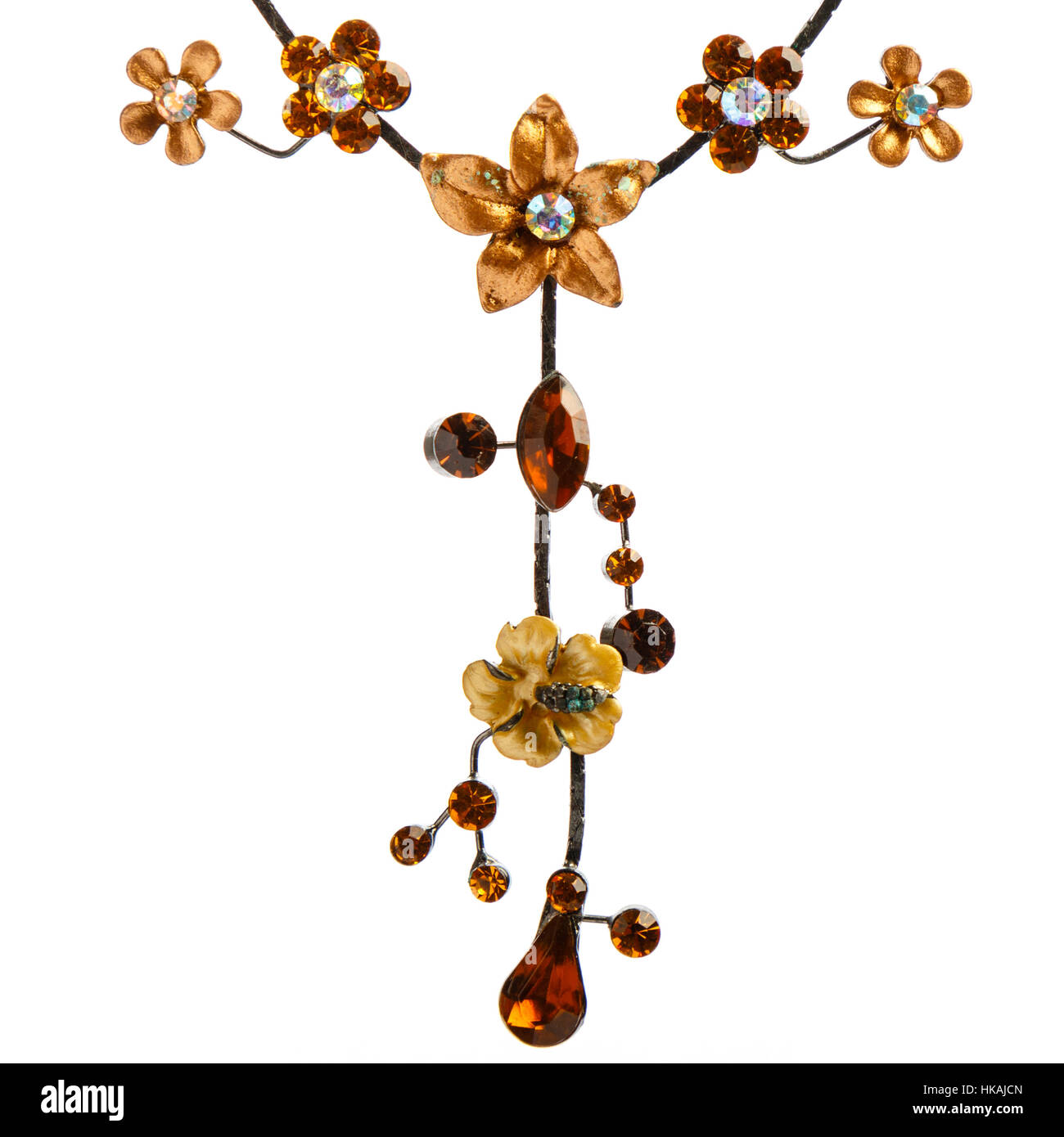 artistic jewelry necklace with pendant on white background Stock Photo ...