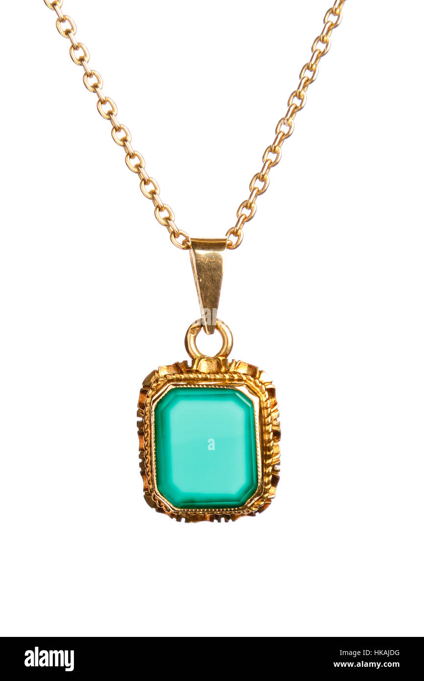 artistic jewelry necklace with pendant on white background Stock Photo ...