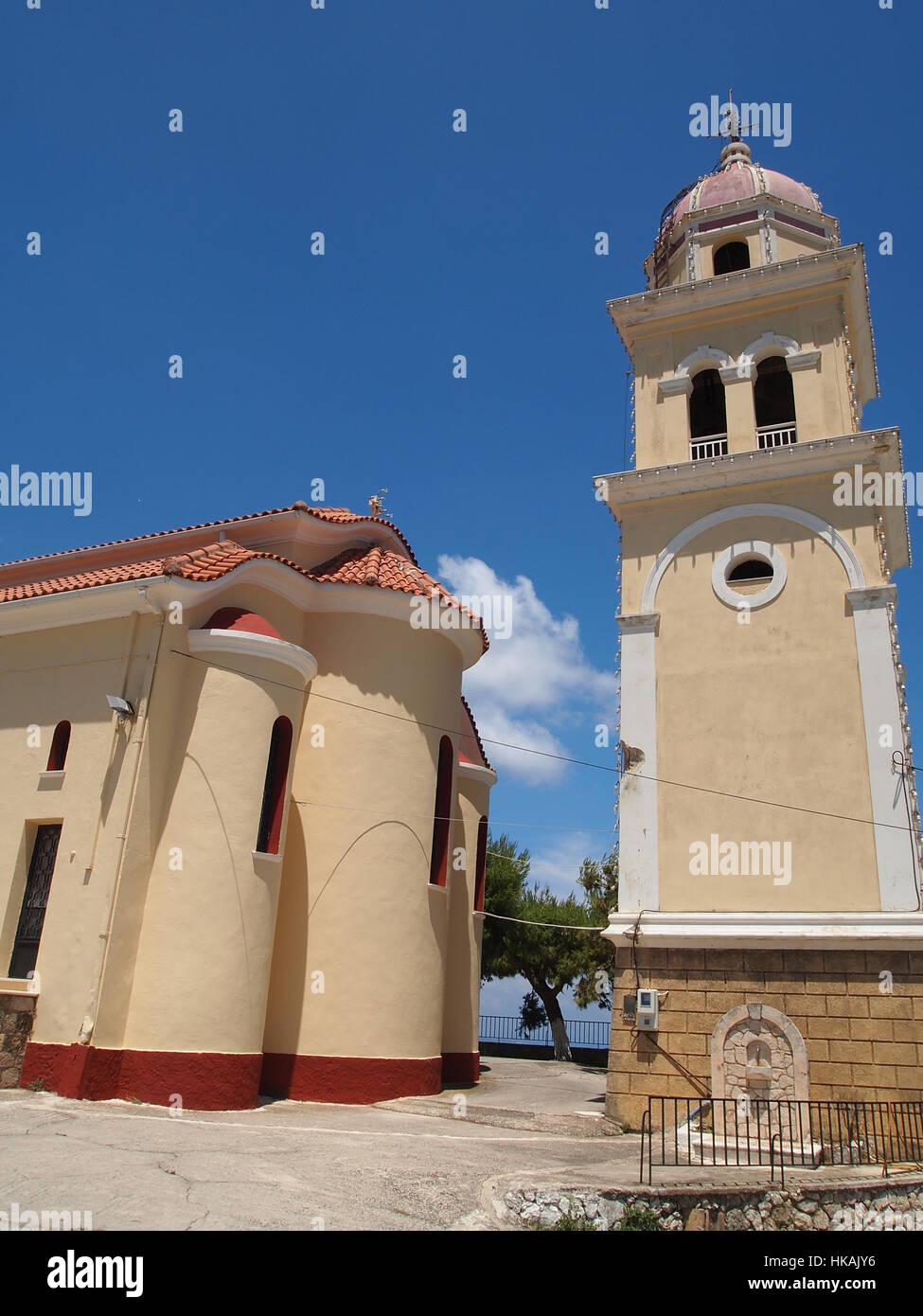 Nice small catholic church on a hill in a village on Zakynthos island ...