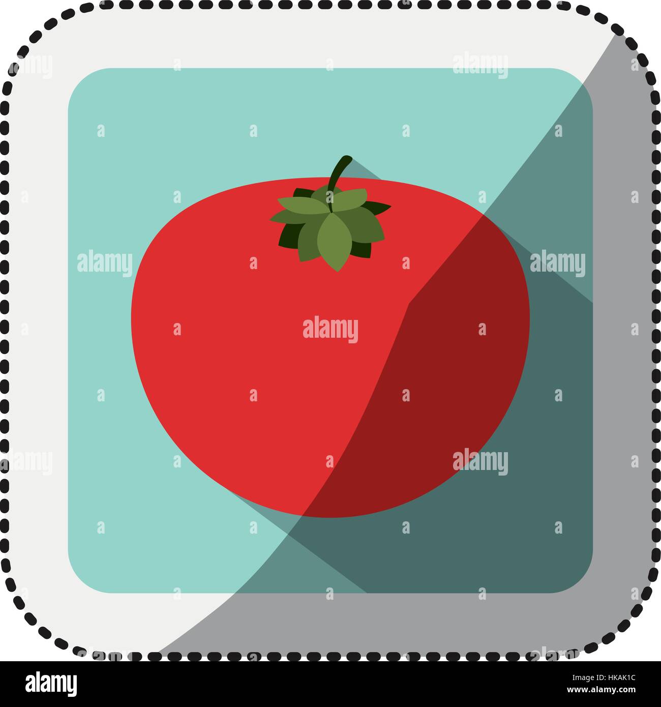 color square with middle shadow sticker with tomato vector illustration ...
