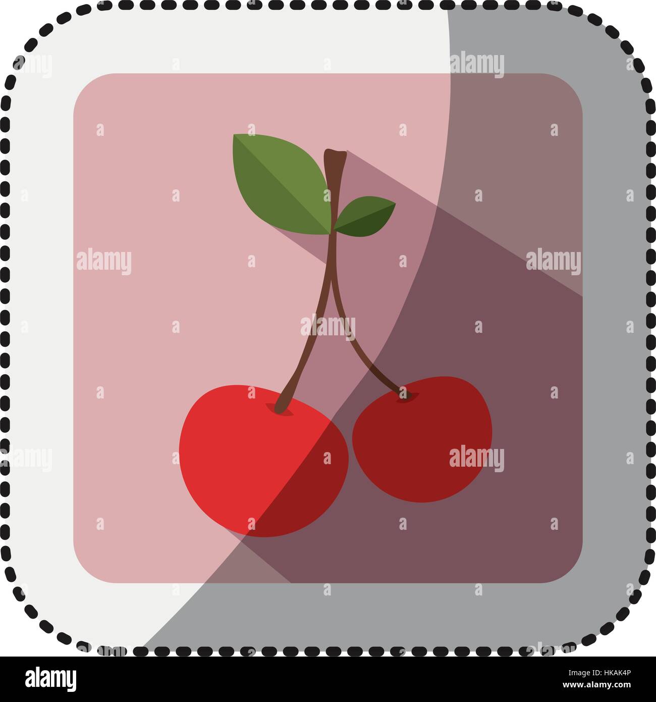 color square with middle shadow sticker with cherry fruit Stock Vector ...