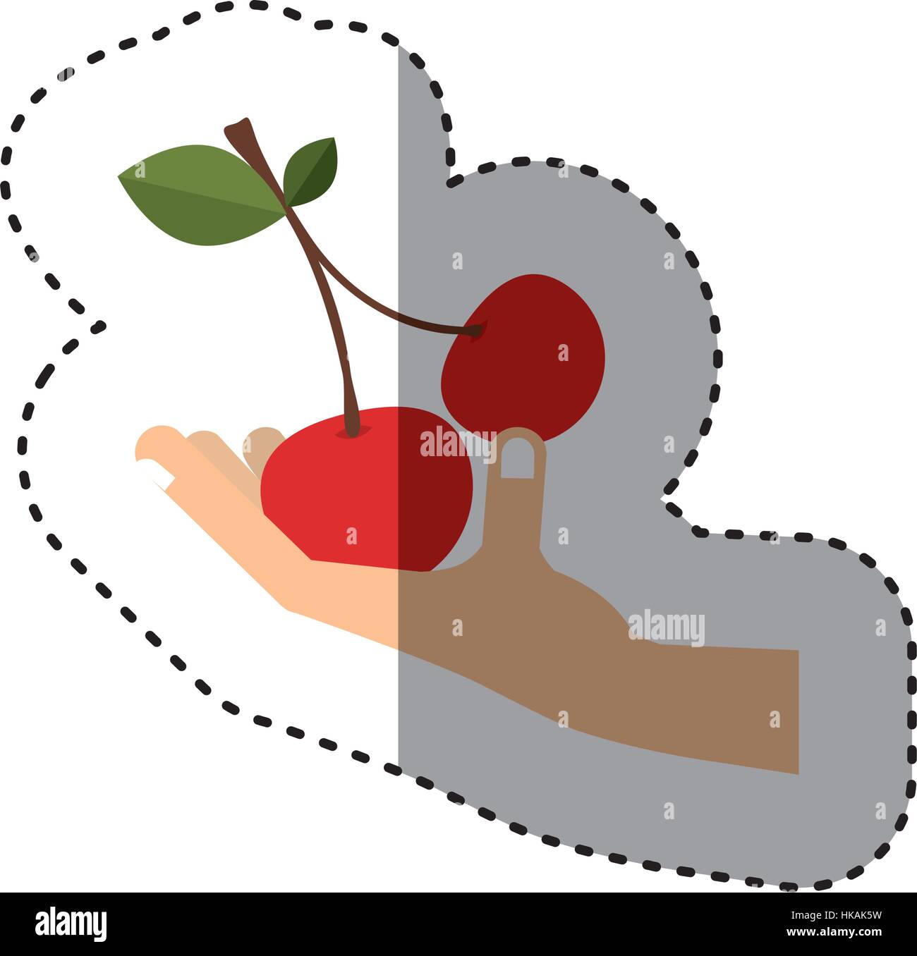 colorful sticker of hand holding cherry fruit Stock Vector Image & Art ...