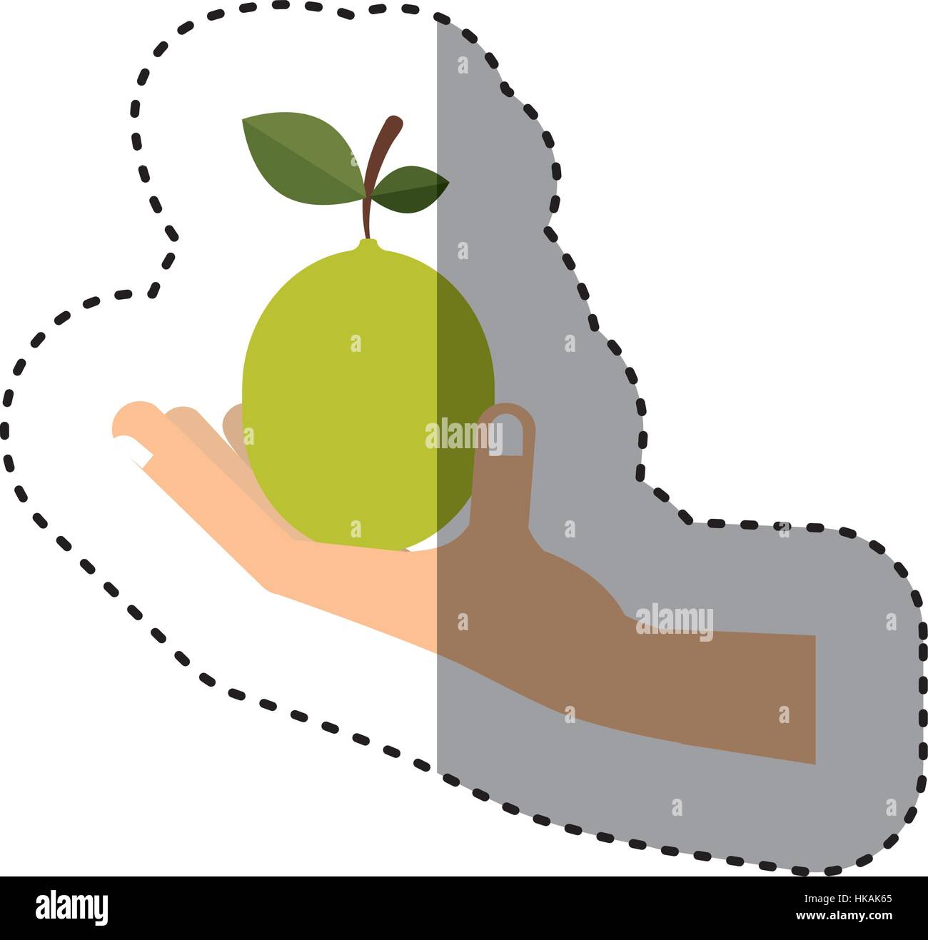 colorful sticker of hand holding lemon fruit Stock Vector Image & Art ...