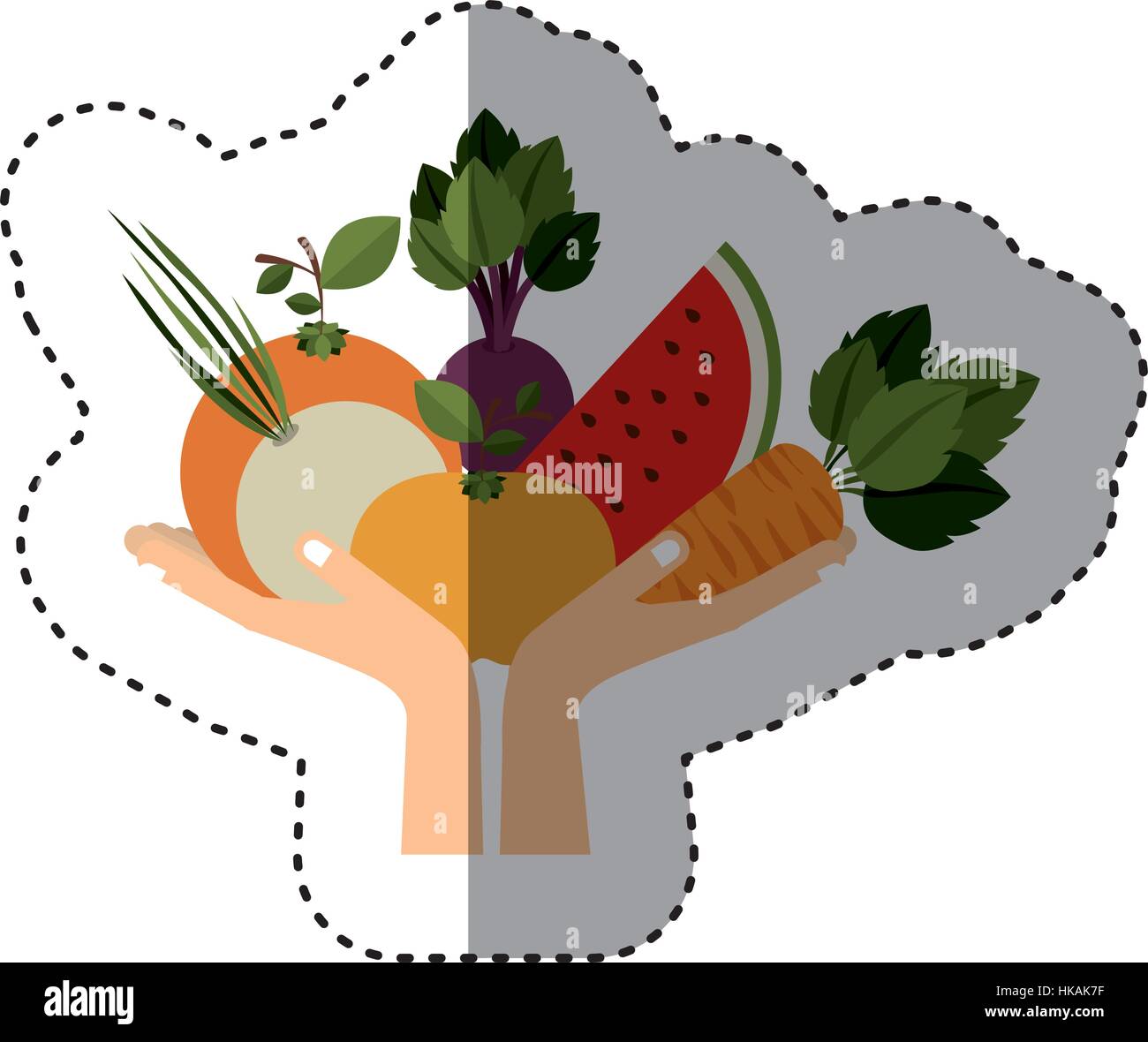 colorful sticker of hand holding healthy food Stock Vector Image & Art ...