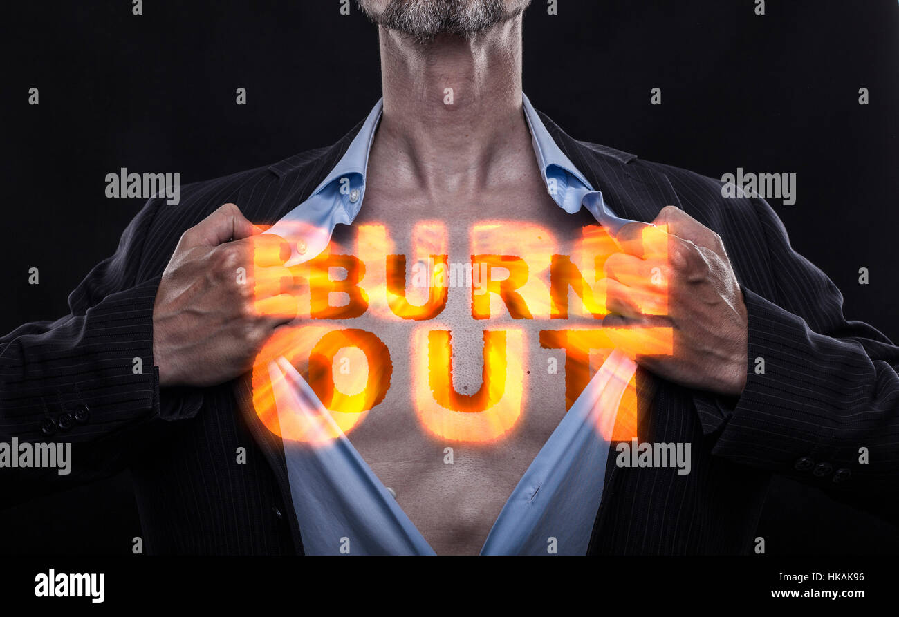Overworked accountant tears off his shirt to let burst out the fire of ...