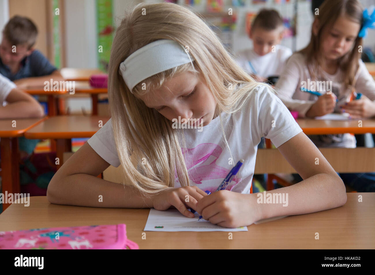 School children in primary school take a grammar test Stock Photo - Alamy