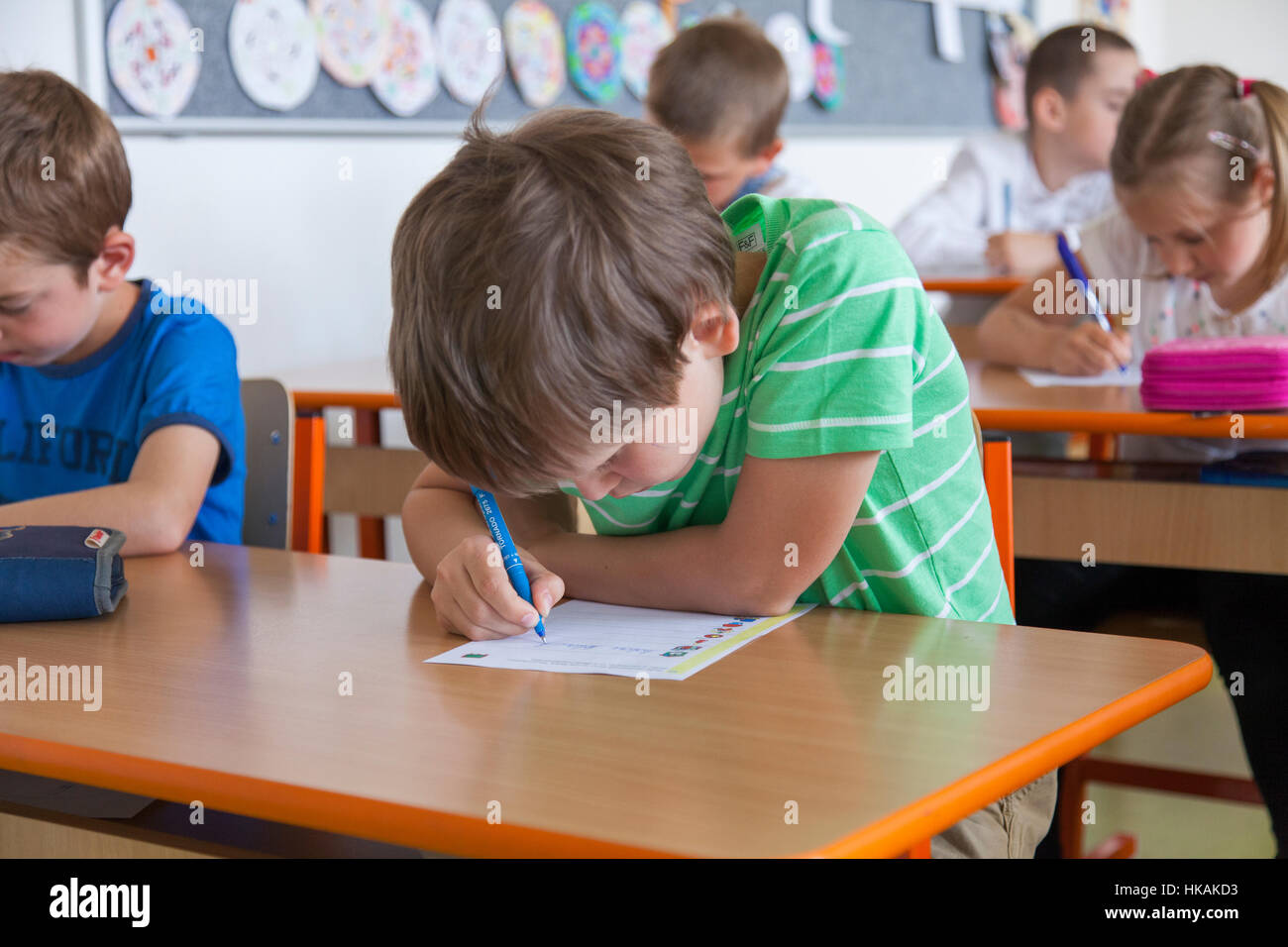 School children in primary school take a grammar test Stock Photo - Alamy