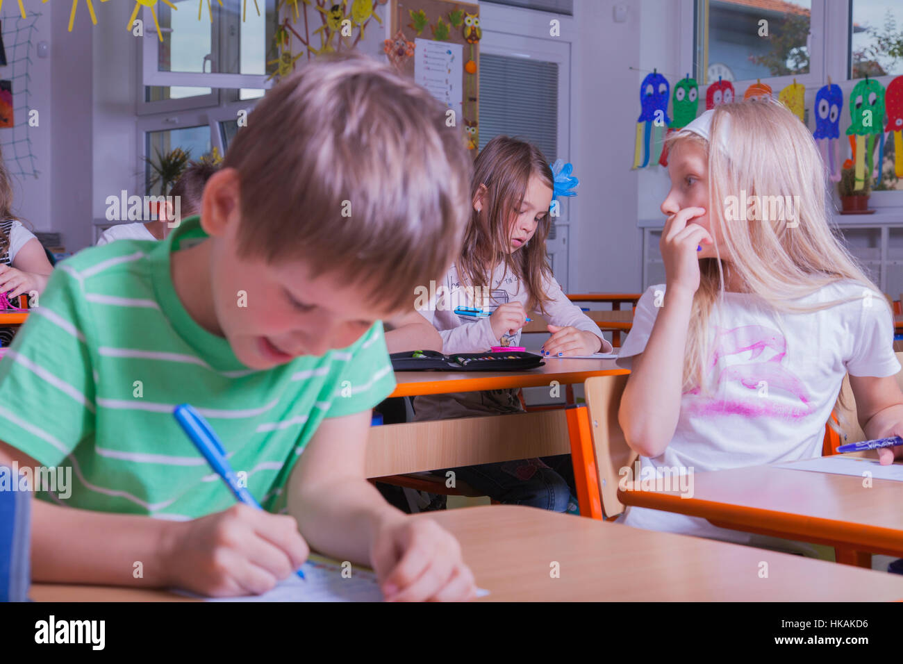 School children in primary school take a grammar test Stock Photo - Alamy