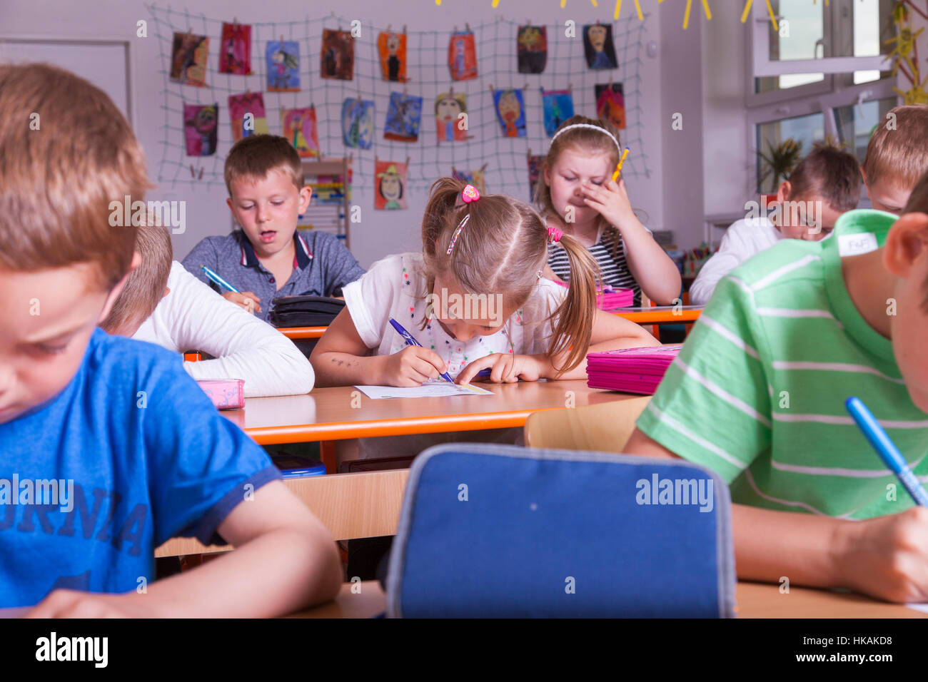 School children in primary school take a grammar test Stock Photo - Alamy