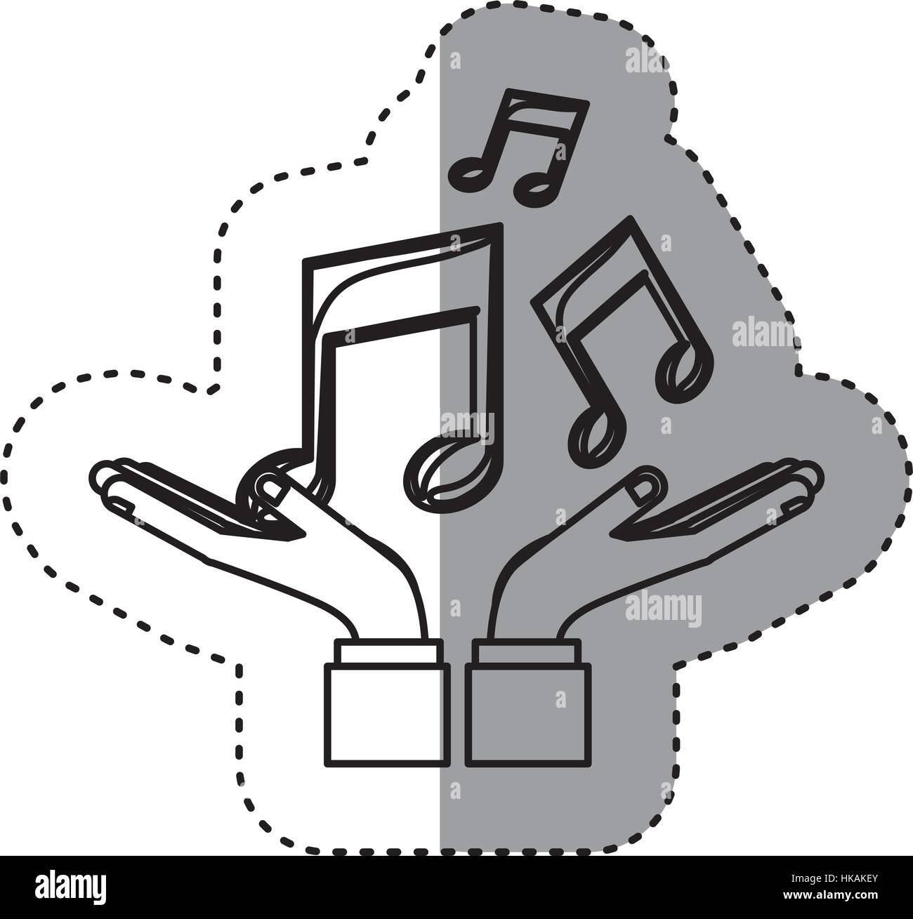 sticker contour with musical notes vector illustration Stock Vector ...