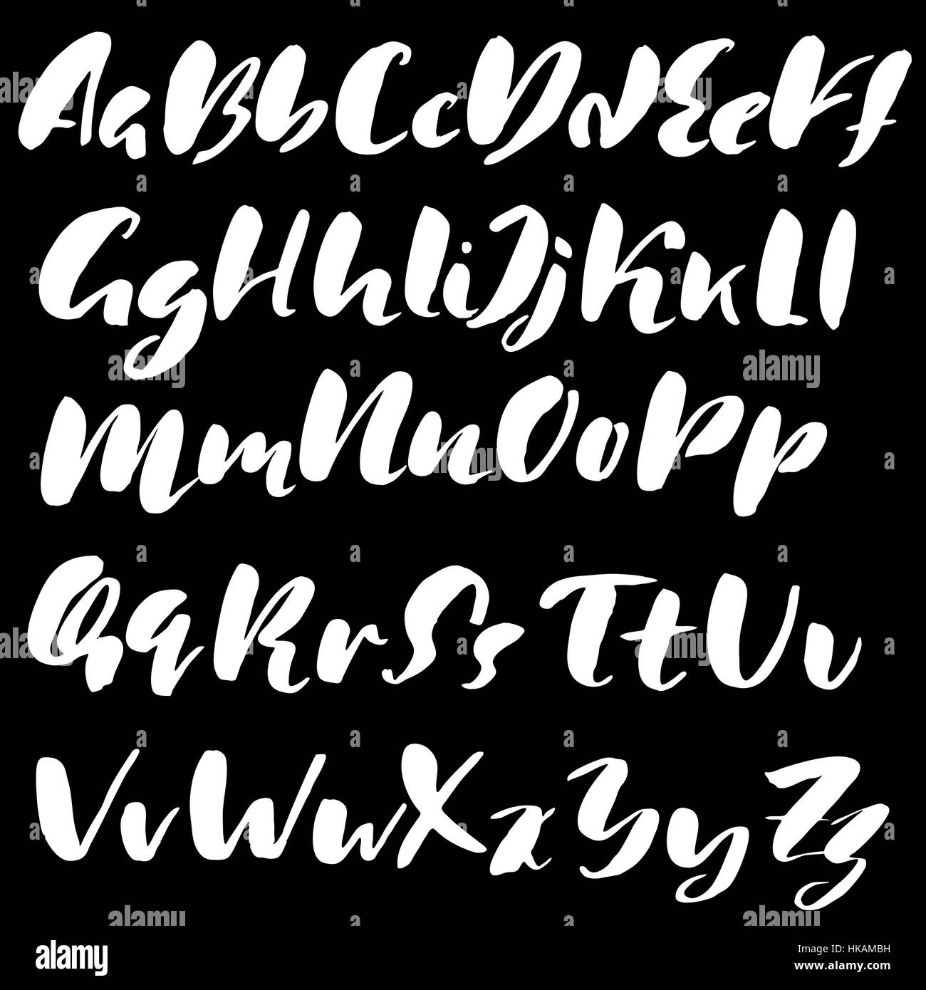 Hand drawn font made by dry brush strokes. Grunge style alphabet ...