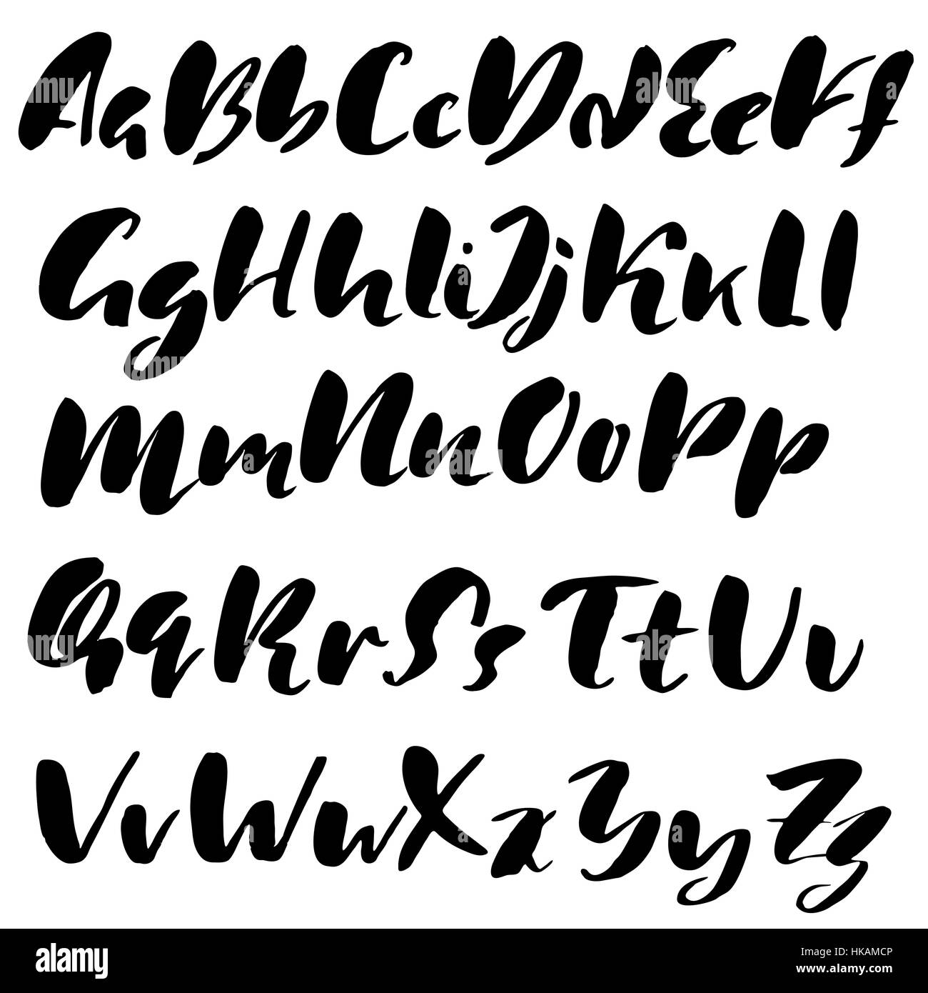 Hand drawn font made by dry brush strokes. Grunge style alphabet ...