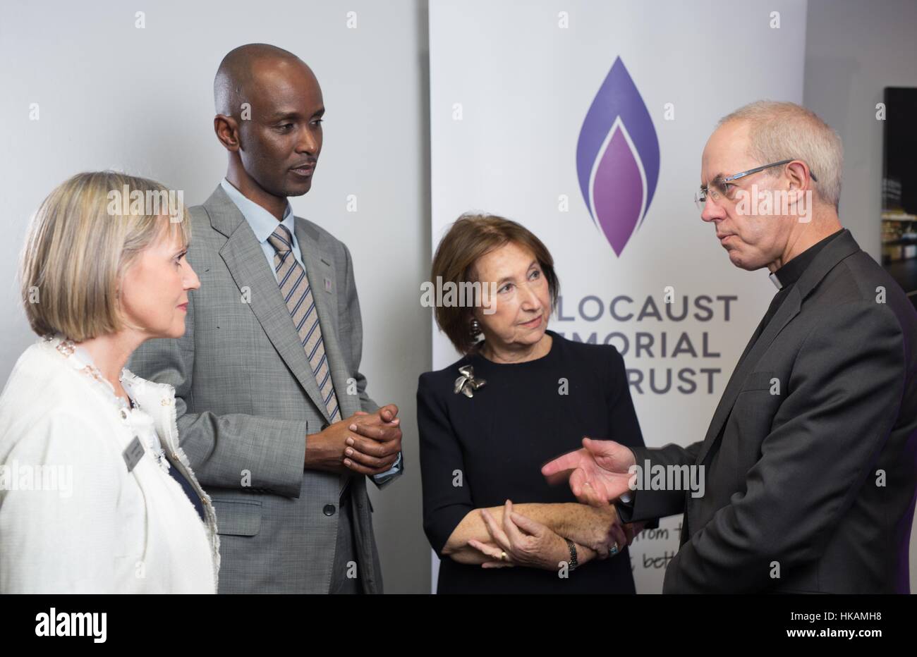 EDITORIAL USE ONLY (Left to right) Laura Marks, Chair of the Holocaust ...