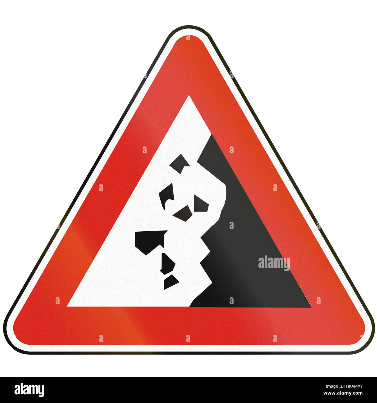 Road sign used in Slovakia - Falling rocks Stock Photo - Alamy