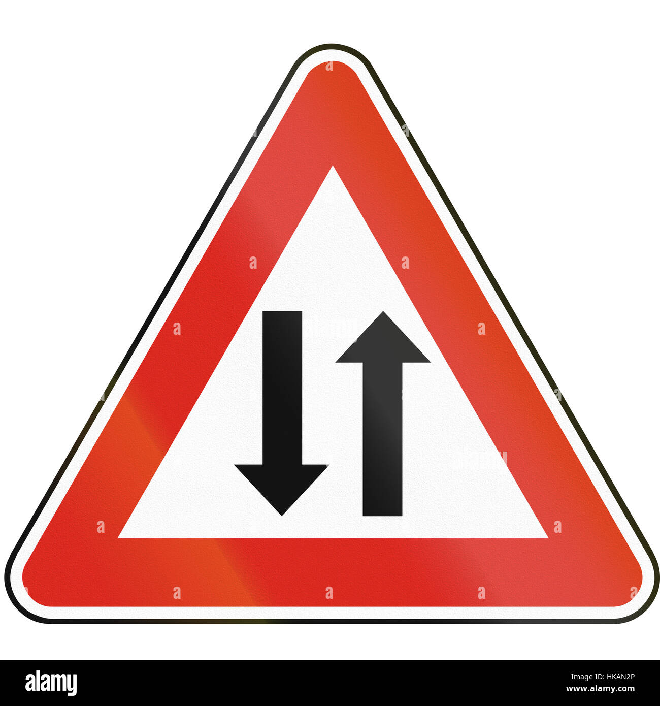 Two way traffic sign on white triangle hi-res stock photography and ...