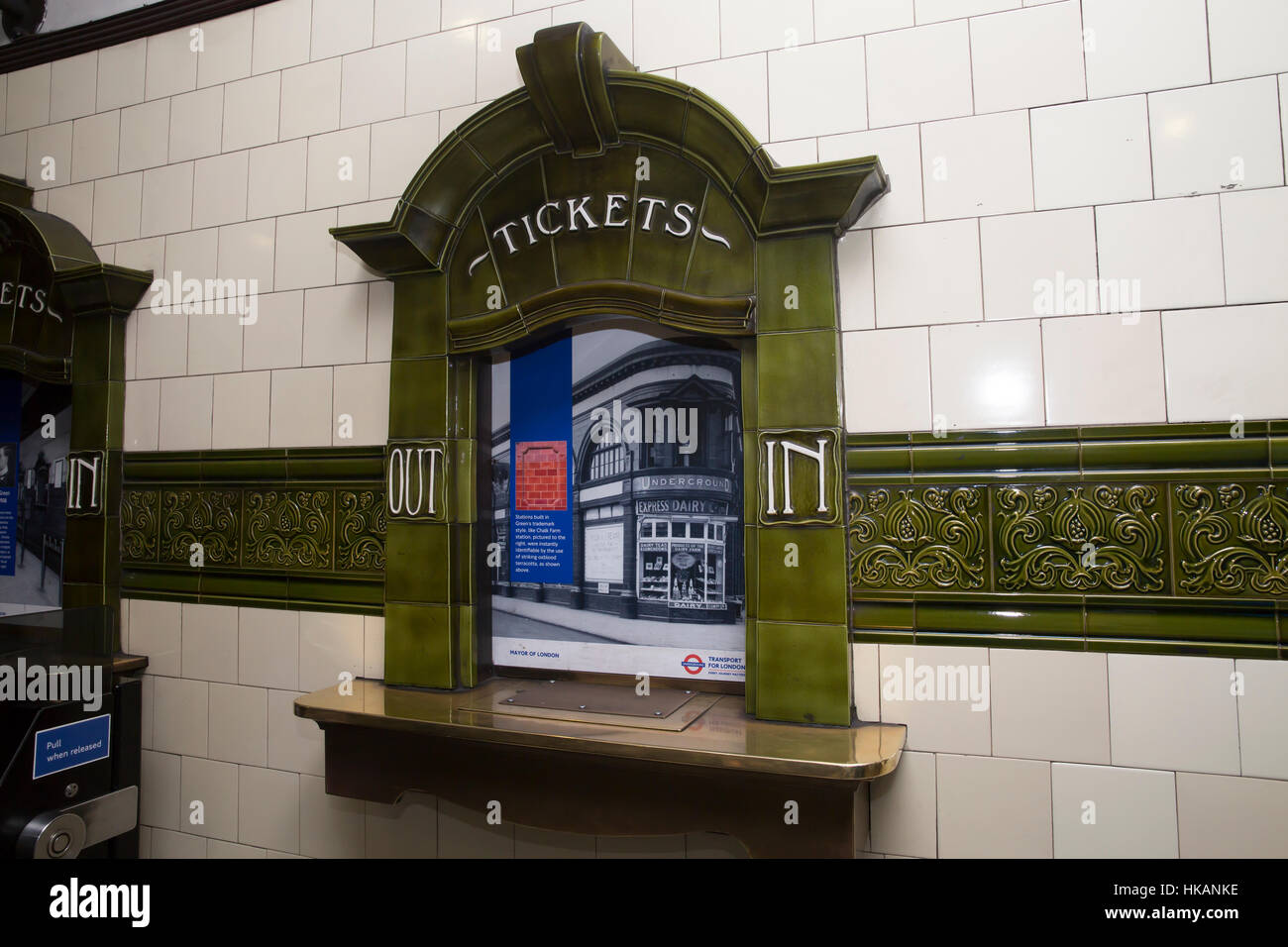 Old fashioned ticket counters at Edgware Road underground station in ...