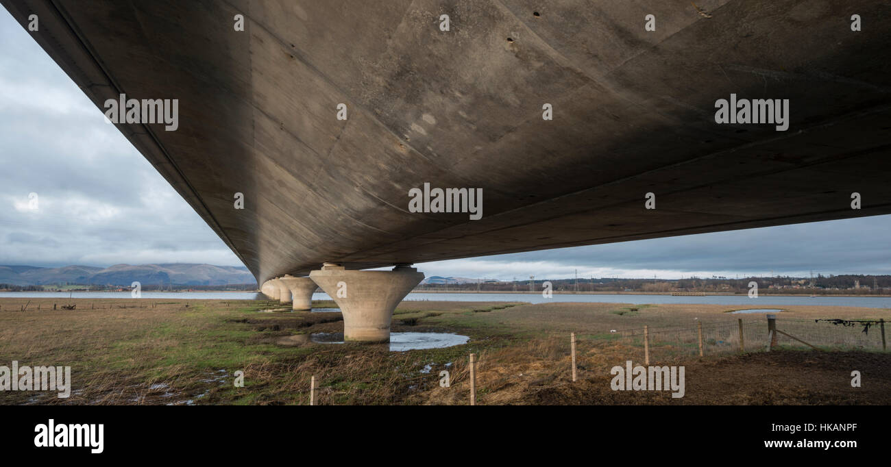 Clackmannanshire bridge over the Firth of Forth, looking North to Fife ...