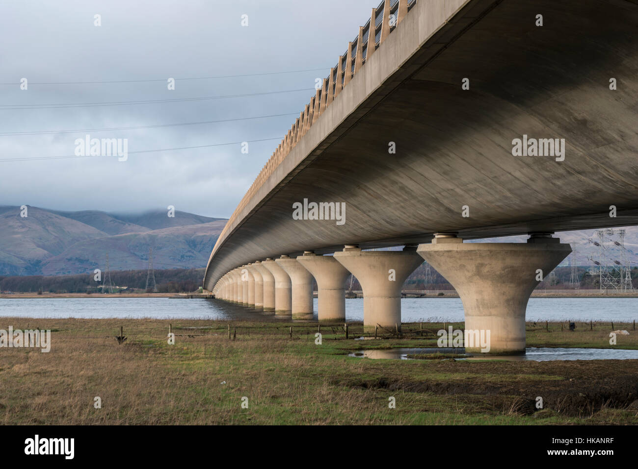 Clackmannanshire bridge over the Firth of Forth, looking North to Fife ...