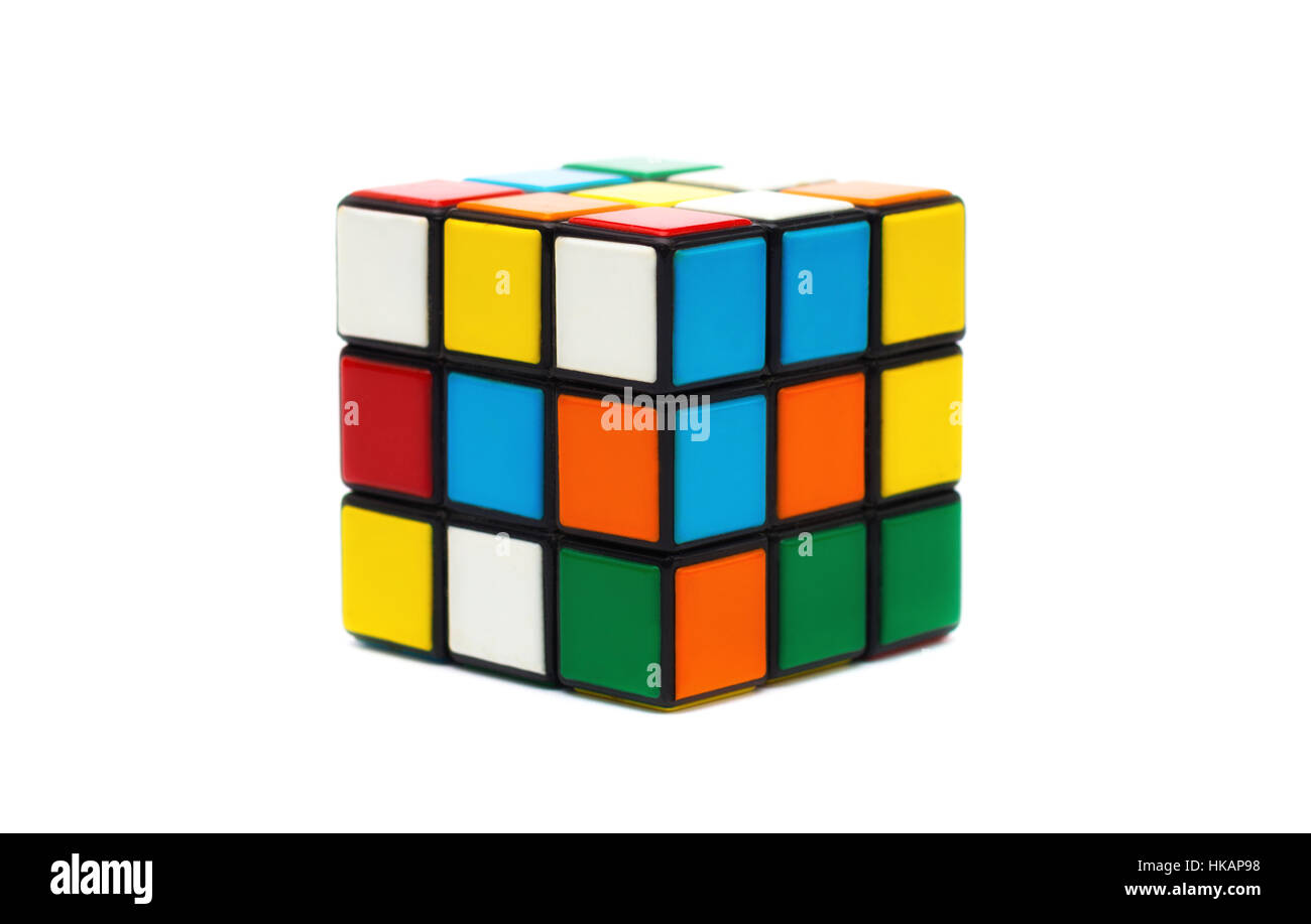 Rubik's cube on white background Stock Photo - Alamy