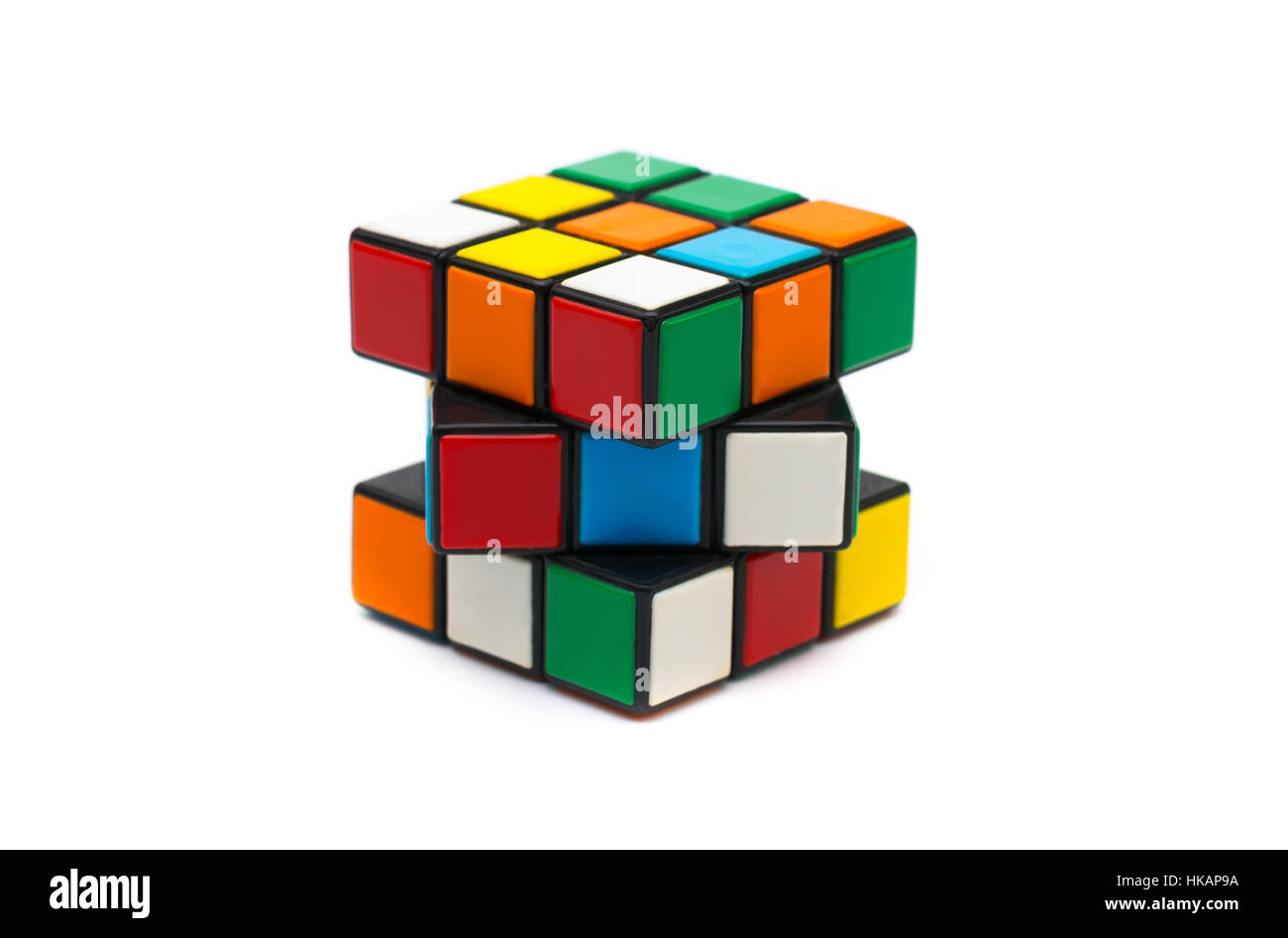 Rubik's cube on white background Stock Photo - Alamy