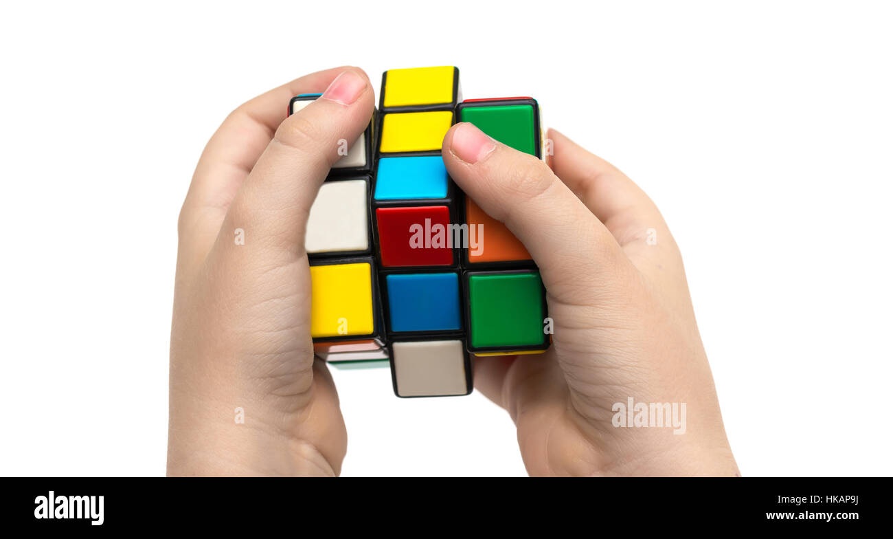 Rubik's cube on white background Stock Photo - Alamy