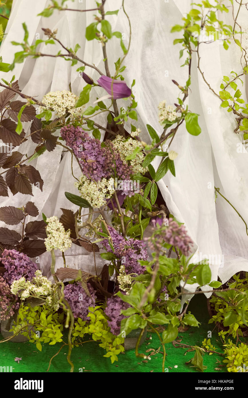 skirt of traditional costume decorated with flowers, note shallow depth ...