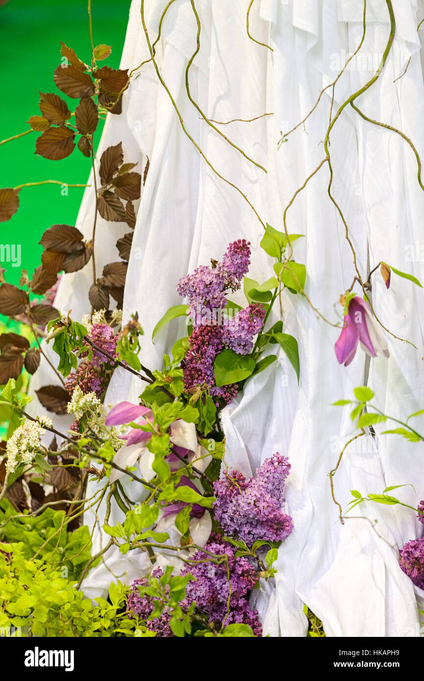 skirt of traditional costume decorated with flowers, note shallow depth ...