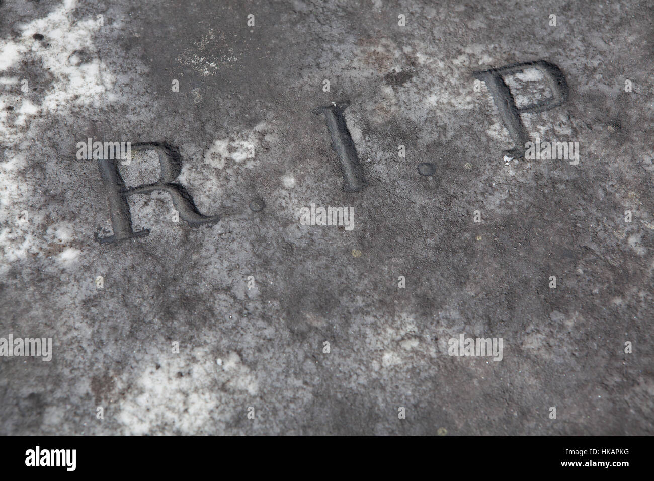 RIP. Rest in peace. Traditional inscription on the grave Stock Photo ...