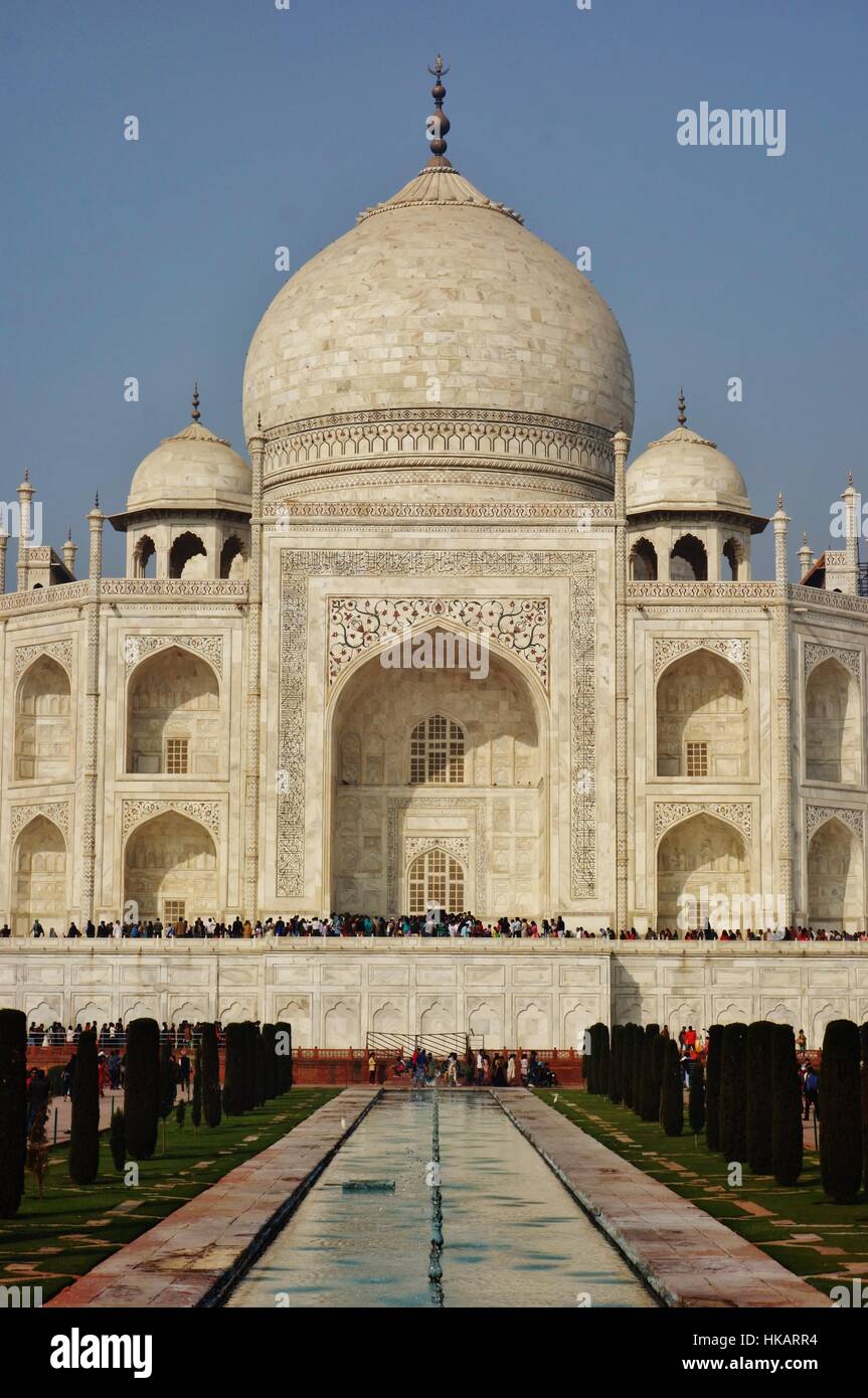 The landmark Taj Mahal monument, a UNESCO World Heritage Site, in Agra ...