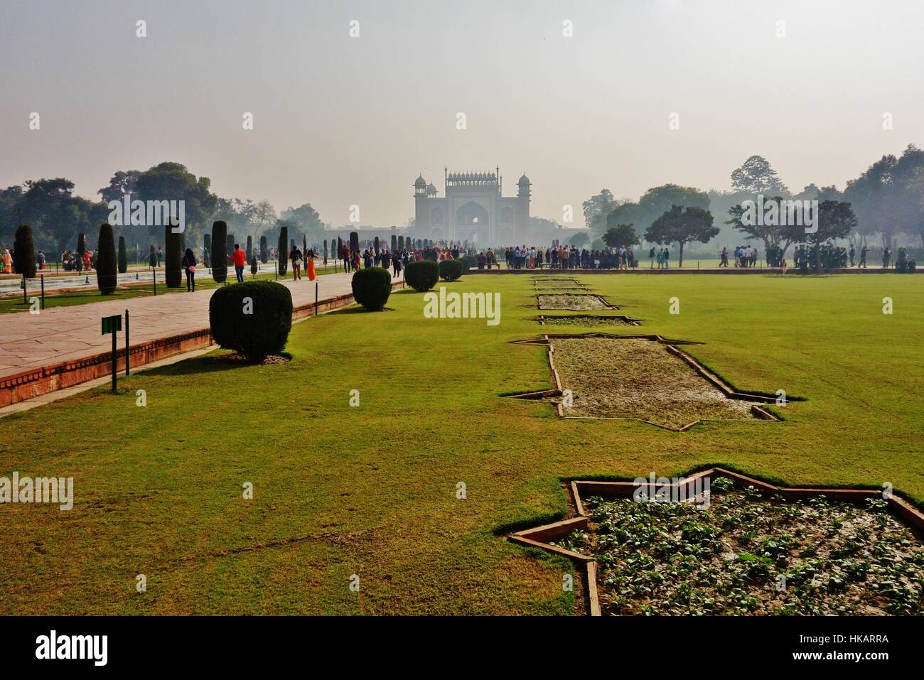 The landmark Taj Mahal monument, a UNESCO World Heritage Site, in Agra ...