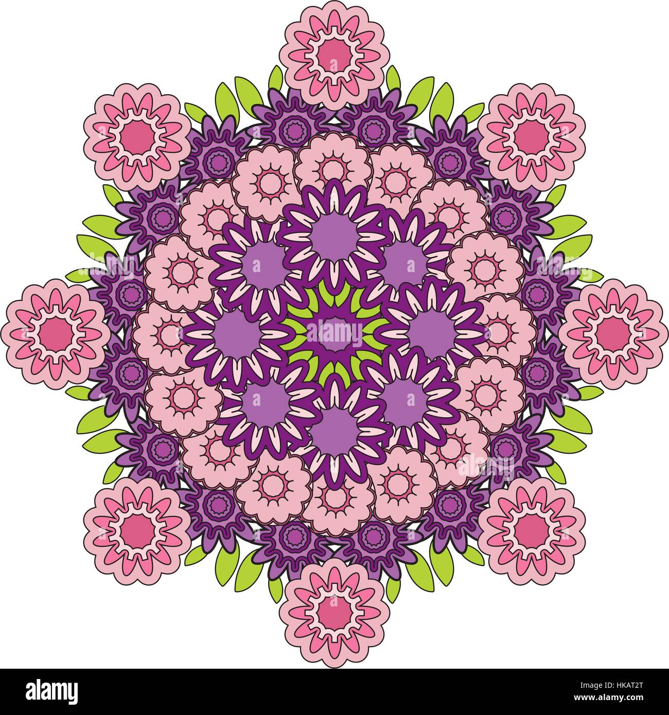 Abstract pink purple mandala. Floral ornamental border . Round pattern ...