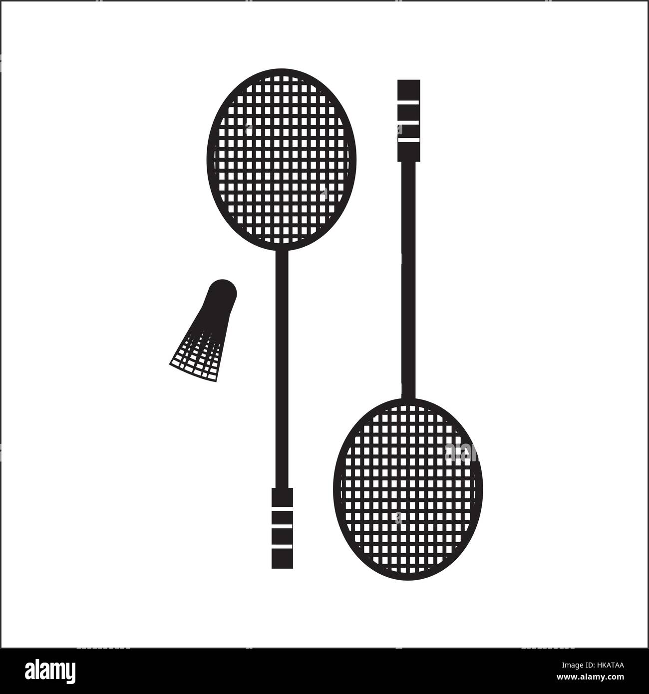 Badminton rackets and shuttlecock vector icon silhouette . Sport design ...