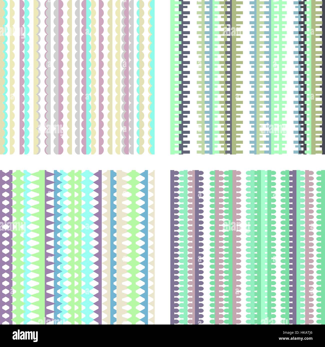 Set of 4 Different colorful geometric seamless patterns. Vector ...