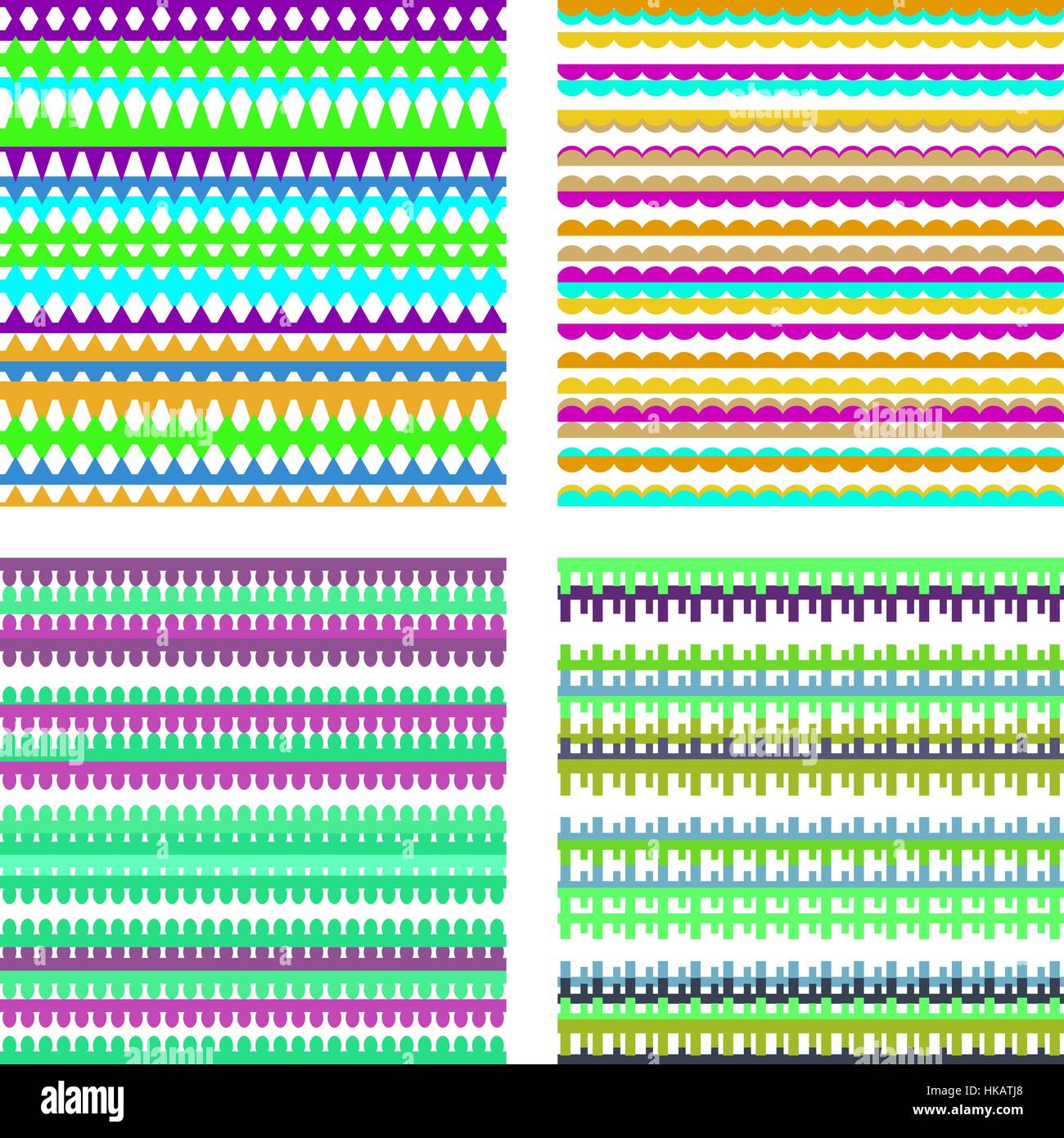 Set of 4 Different colorful geometric seamless patterns. Vector ...