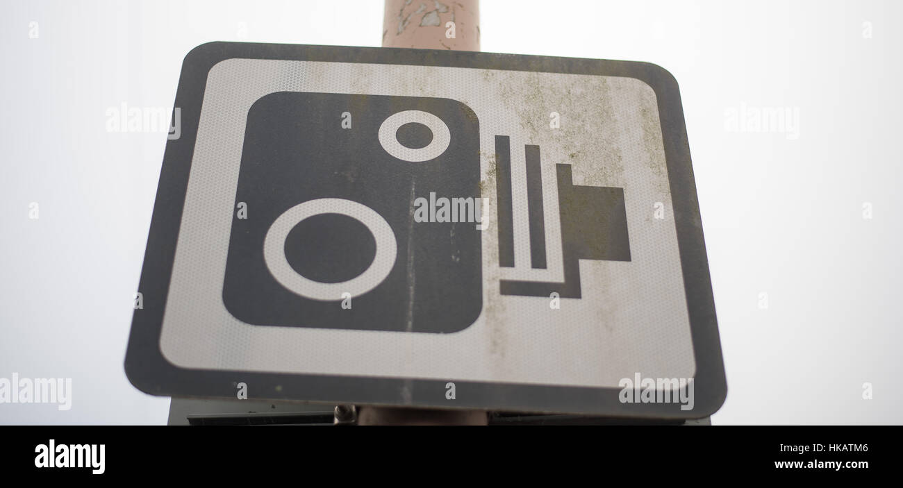 Speed camera sign, UK urban road sign Stock Photo - Alamy