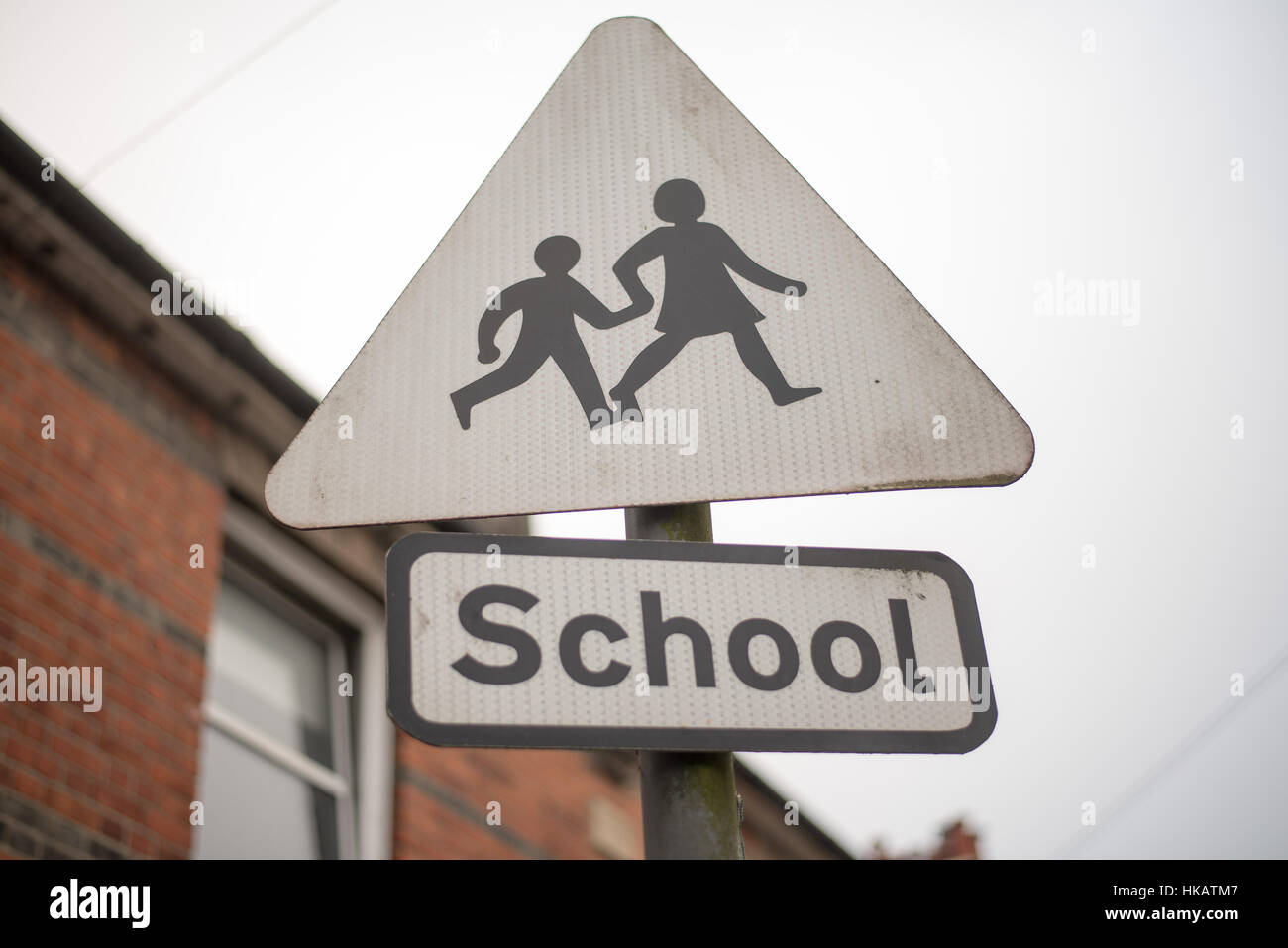 School sign, UK urban road sign Stock Photo - Alamy