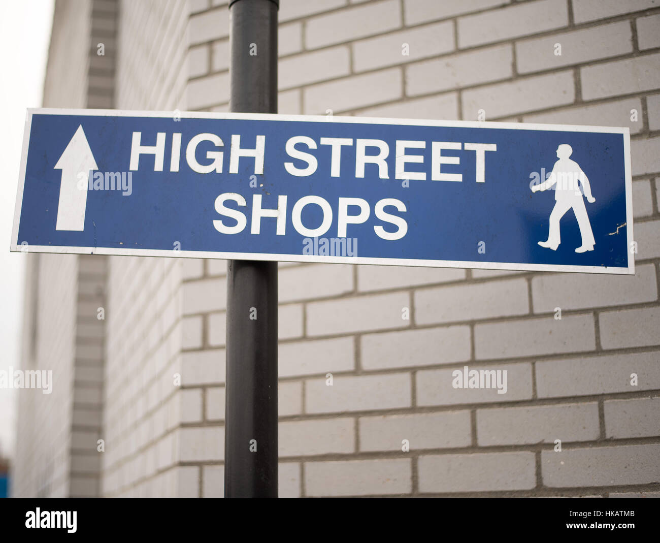 high street shops sign, UK urban street sign Stock Photo - Alamy