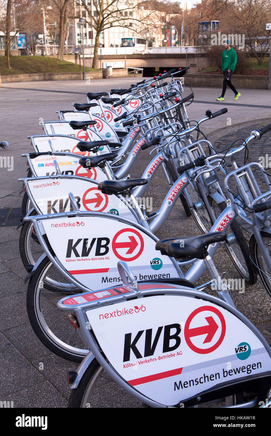 Germany, Cologne, rental bikes of the company Koelner Verkehrsbetriebe ...